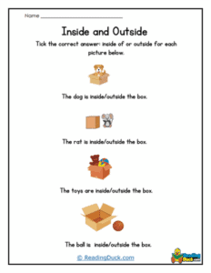 Inside or Out Worksheets | Position Words | Reading Duck.com