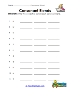 Consonant Blends Worksheets | Phonics Skills | Reading Duck.com