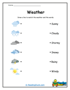 Weather Vocabulary Word Worksheets | Reading Duck.com