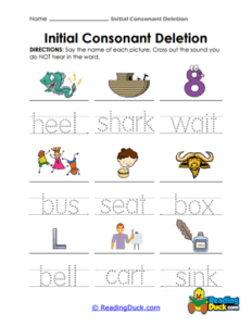 Initial Consonant Deletion Worksheets | Reading Duck.com