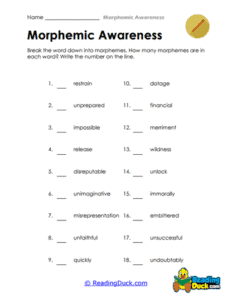 Morphemic Awareness Worksheets | Reading Duck.com