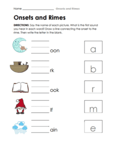 Onsets and Rimes Worksheets | Phonics Skills | Reading Duck.com