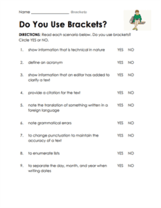 Parentheses Worksheets | Reading Duck.com