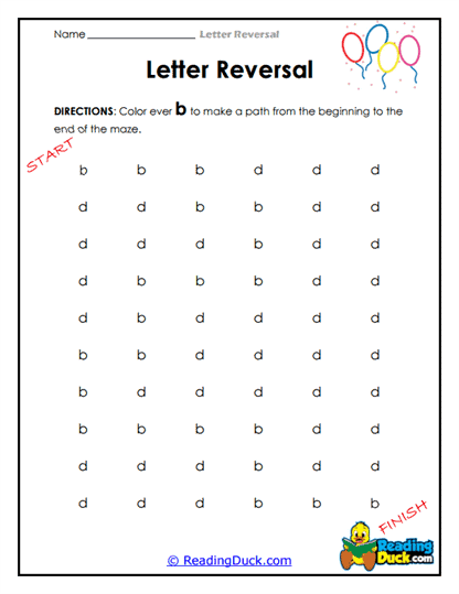 Letter Reversal Worksheets | Phonics Skills | Reading Duck.com