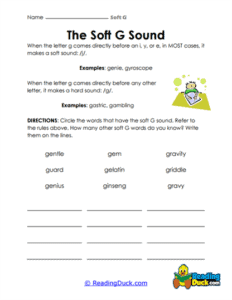 Soft G Worksheets | Phonics Skills | Reading Duck.com
