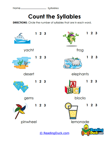 Syllable Worksheets | Phonics Skills | Reading Duck.com