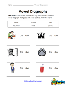 Vowel Digraphs Worksheets