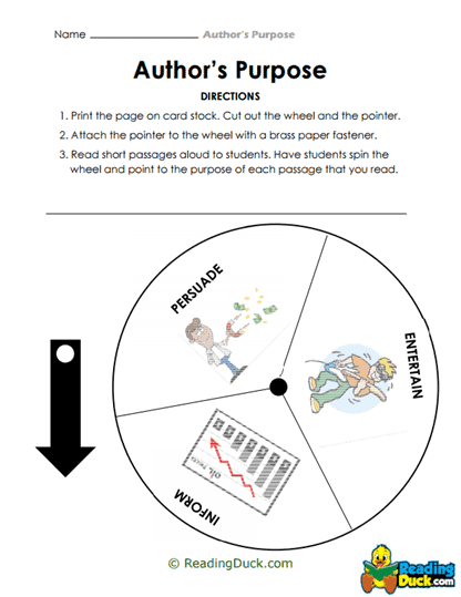 Author's Purpose Worksheets | Reading Skills | Reading Duck.com