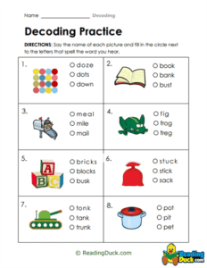 Decoding Worksheets | Reading Skills | Reading Duck.com