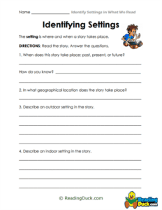 Identify Settings Worksheets | Reading Skills | Reading Duck.com