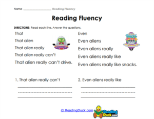 Reading Fluency Worksheets