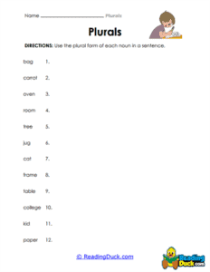Plural Worksheets | Language Arts Skills | Reading Duck.com