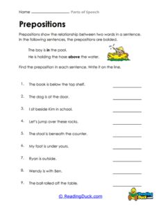 Parts of Speech Worksheets | Grammar Skills | Reading Duck.com