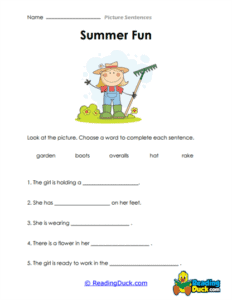 Picture Sentences Worksheets | Writing Series | Reading Duck.com