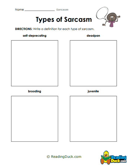 Sarcasm Worksheets | Literary Devices | Reading Duck.com