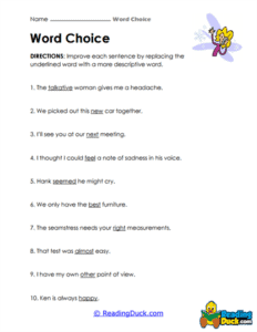 Word Choice Worksheets