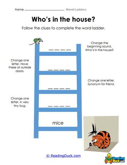 Word Ladder Worksheets | Vocabulary Series | Reading Duck.com