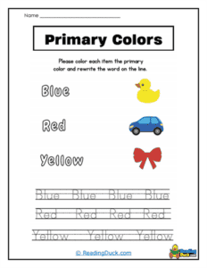 Primary Colors Worksheets | Reading Duck.com