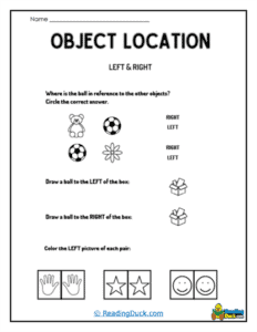 Object Location Worksheets | Position Words | Reading Duck.com