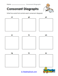 Consonant Digraphs Worksheets | Phonics Skills | Reading Duck.com