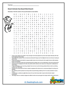 Animals Word Search Worksheets