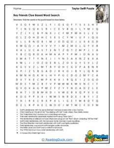 Taylor Swift Word Searches