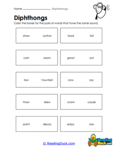 Diphthong Worksheets | Phonics Skills | Reading Duck.com