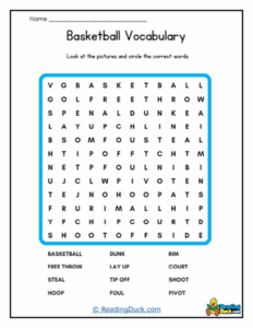 Basketball Vocabulary Word Worksheets | Reading Duck.com