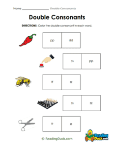 Double Consonant Worksheets | Phonics Skills | Reading Duck.com