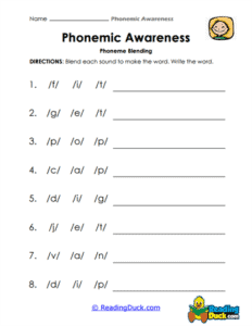 Phonemic Awareness Worksheets | Reading Duck.com