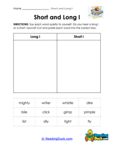 Short and Long I Worksheets | Phonics Skills | Reading Duck.com