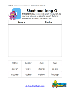 Short and Long O Worksheets | Phonics Skills | Reading Duck.com