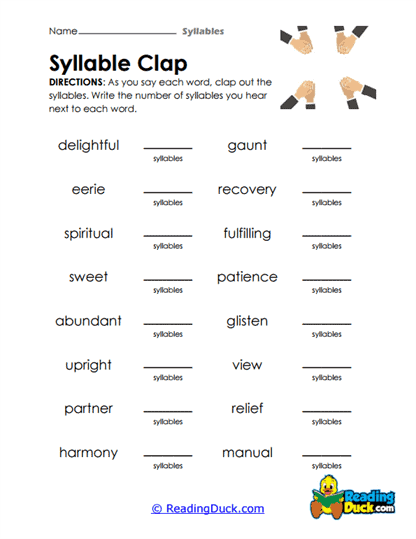 Syllable Worksheets | Phonics Skills | Reading Duck.com