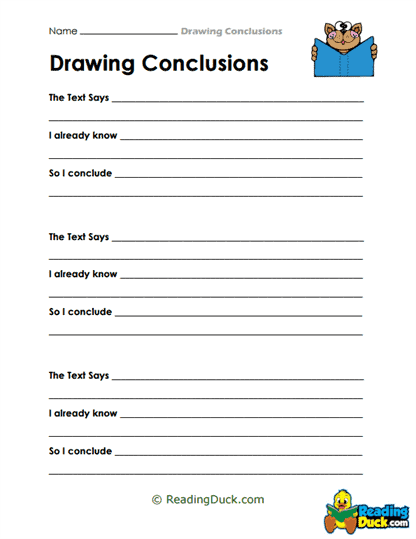 Drawing Conclusions Worksheets | Reading Duck.com