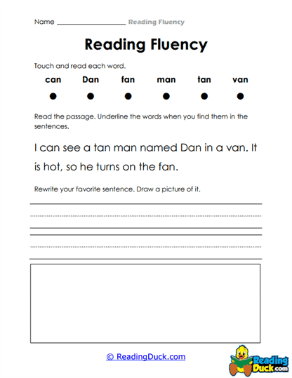Reading Fluency Worksheets | Phonics Skills | Reading Duck.com