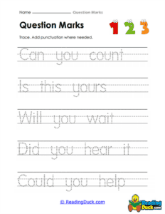 Question Marks Worksheets | Punctuation | Reading Duck.com