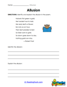 Allusion Worksheets