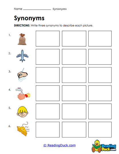 Synonym Worksheets | Language Arts Skills | Reading Duck.com