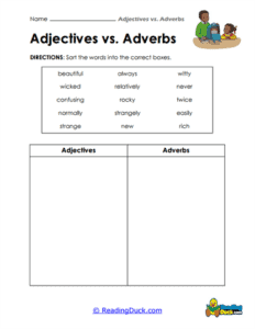 Adjectives vs Adverbs Worksheets | Grammar Skills | Reading Duck.com