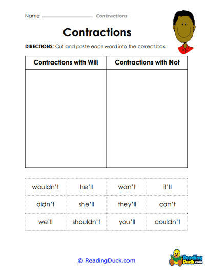 Contraction Worksheets | Grammar Skills | Reading Duck.com