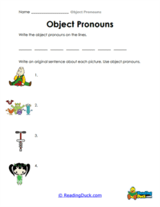 Object Pronoun Worksheets | Grammar | Reading Duck.com