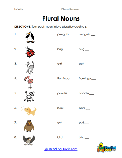 Plural Noun Worksheets | Grammar Skills | Reading Duck.com