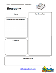 Biography Writing Worksheets | Reading Duck.com