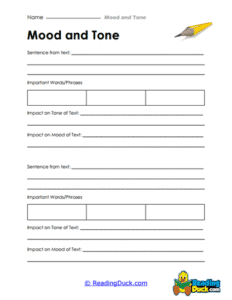 Mood and Tone Worksheets | Writing Series | Reading Duck.com