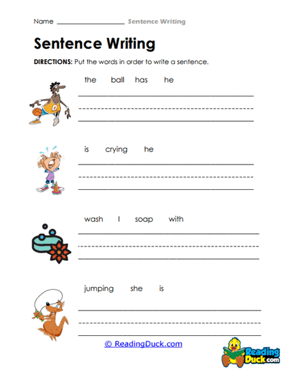 Sentence Writing Worksheets | Composition | Reading Duck.com