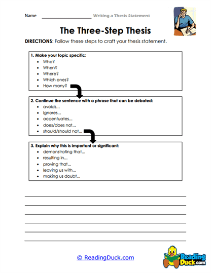 Writing a Thesis Statement Worksheets | Reading Duck.com
