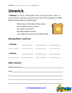 Limerick Worksheets | Reading Duck.com