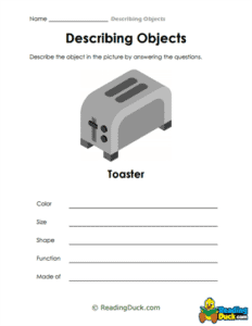 Describing Objects Worksheets | Writing Series | Reading Duck.com