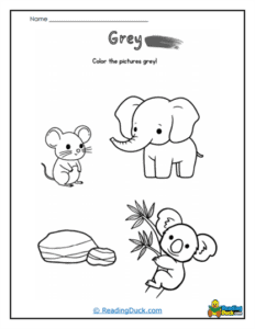 Color Grey Worksheets | Reading Duck.com