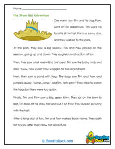aw Reading Passages Worksheets | Vowel Teams | Reading Duck.com